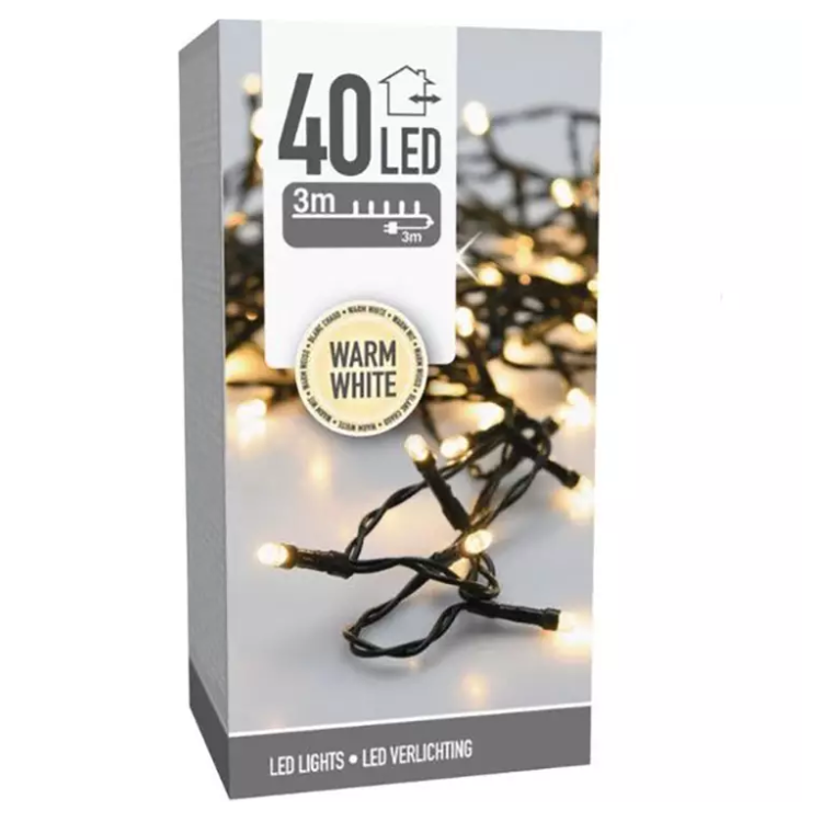 Koopman 40 LED Новогодишни сијалички на жица (топло бело) 300цм - Paket.mk