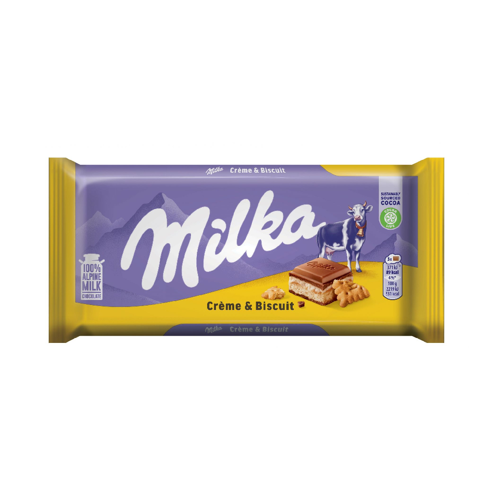 Milka Cream and Biscuit Чоколадо со крем и бисквит 100гр - Paket.mk