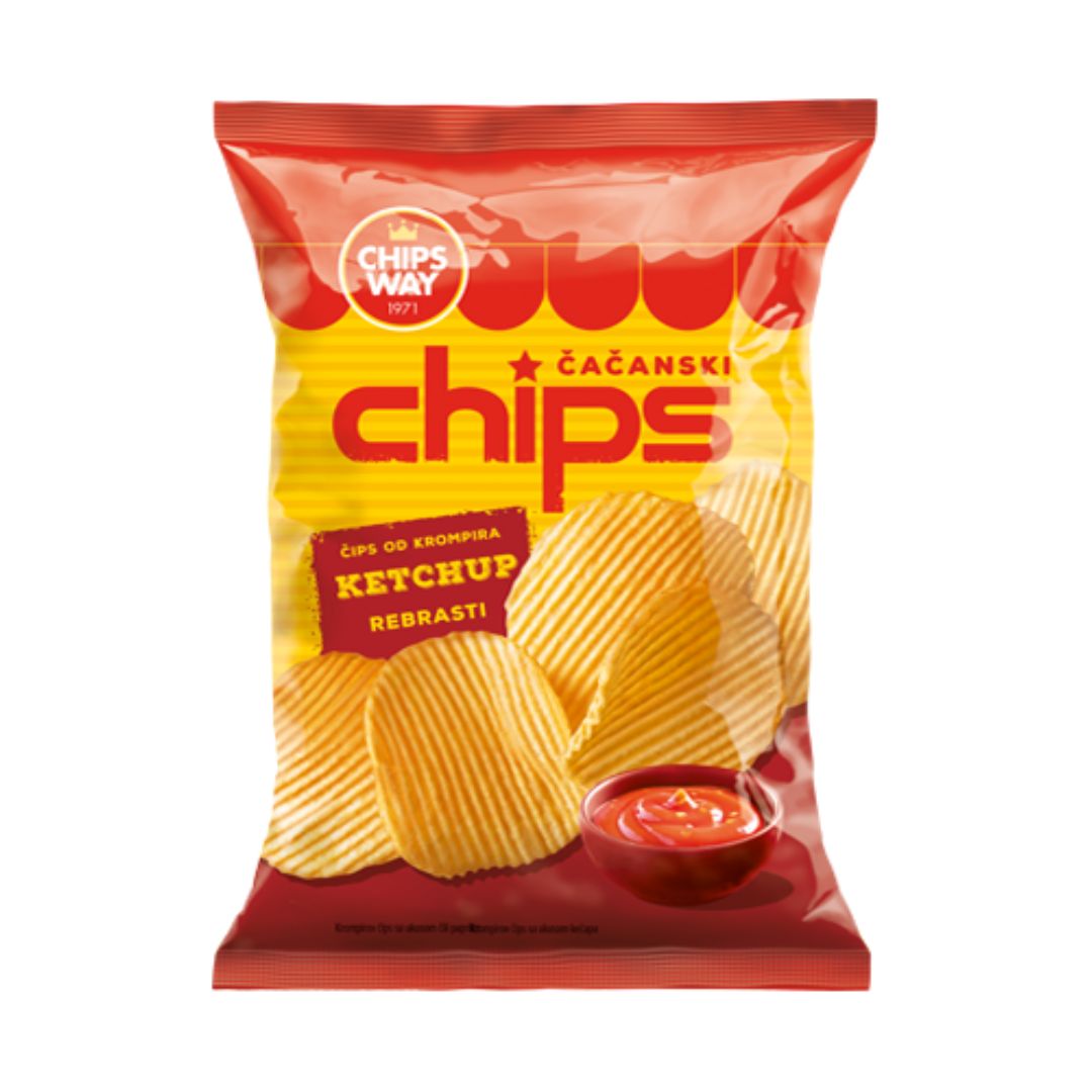Chips Way Чипс ребрест со кечап 150гр - Paket.mk