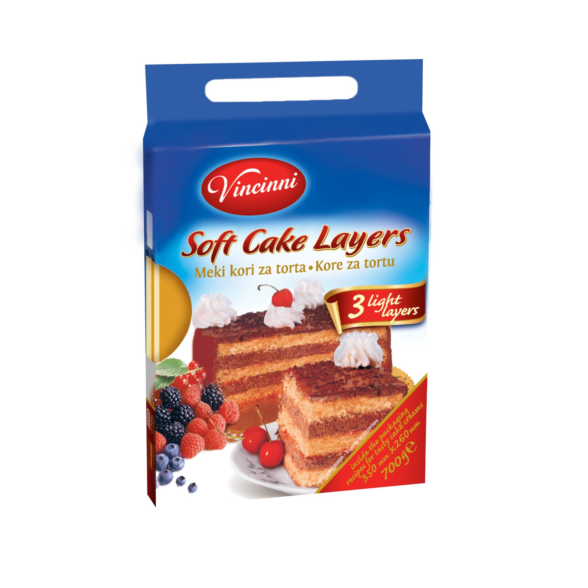 Vincinni Кори за торта 3/1 светли 700гр - Paket.mk