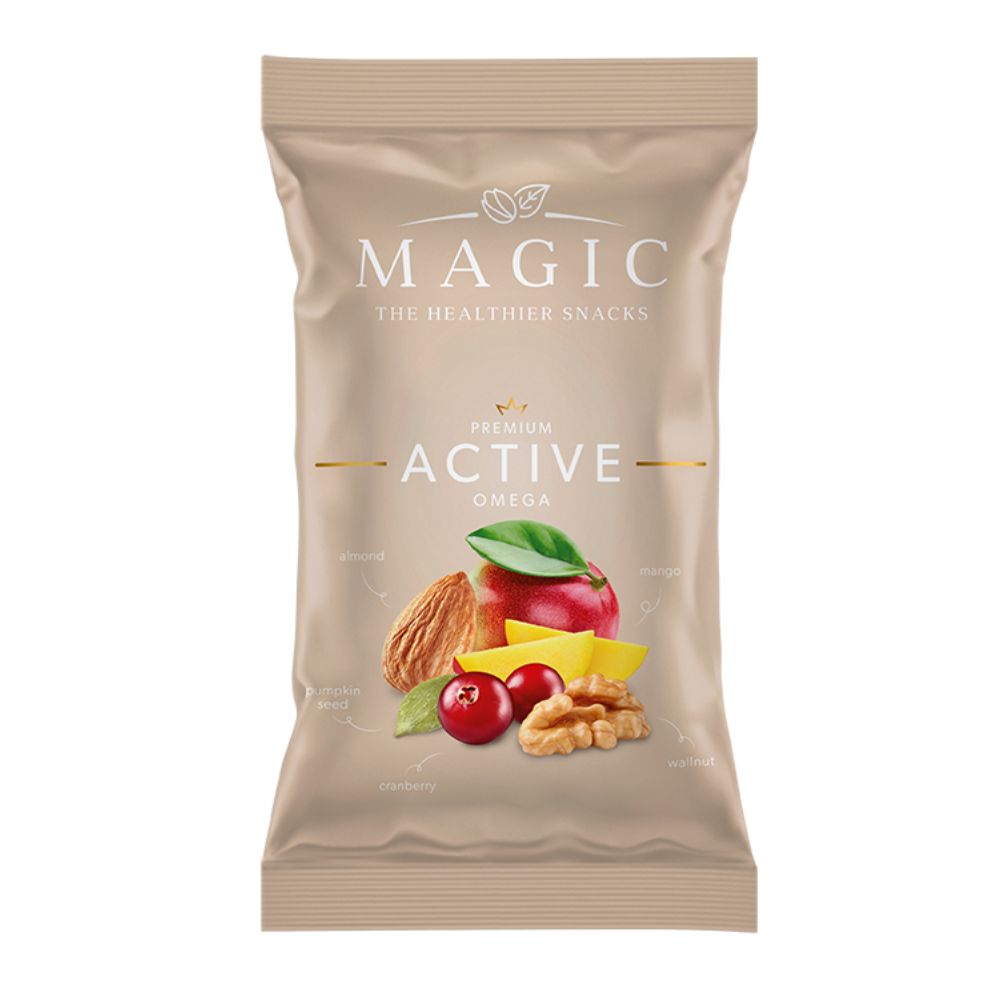 Magic Active Omega Микс од јаткасти плодови и суво овошје 80гр - Paket.mk