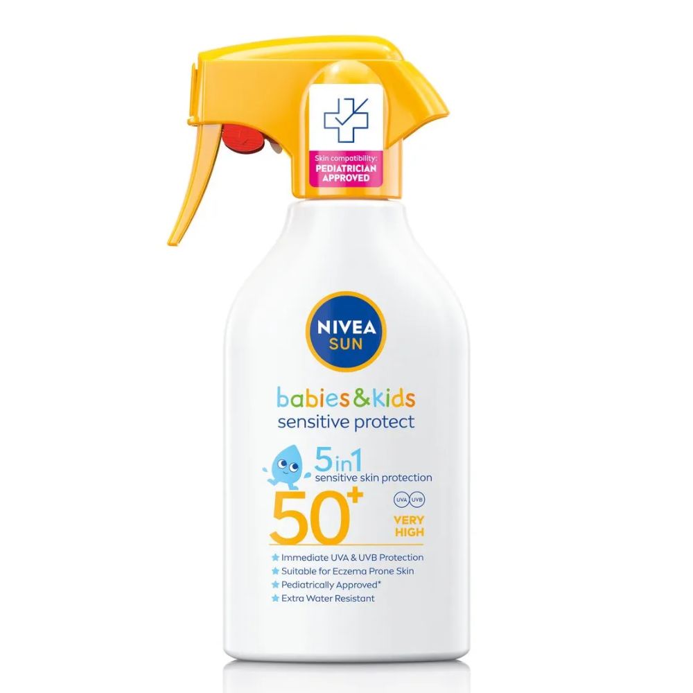 Nivea Babies and Kids Sensitive Млеко за сончање спреј SPF50+ 270мл ...