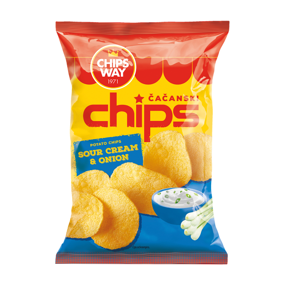 Chips Way Чипс со кисела павлака и кромид 90гр - Paket.mk