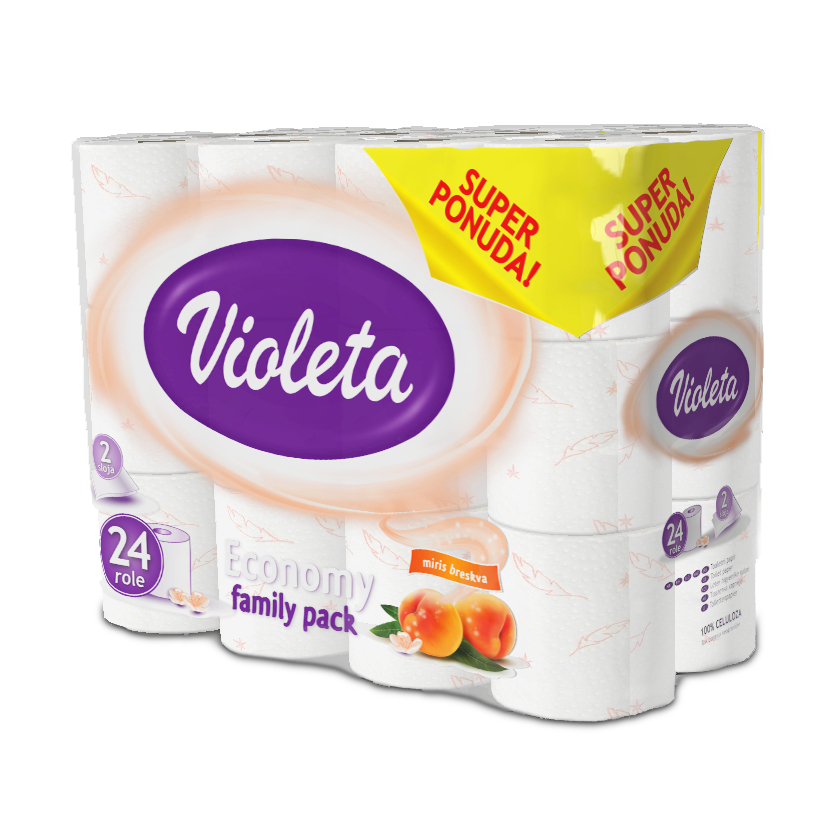 Violeta Тоалетна хартија Праска Двослојна 24 ролни - Paket.mk