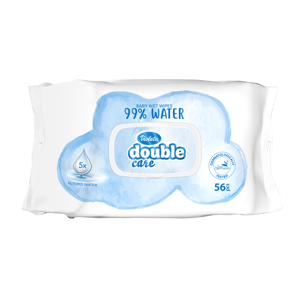 Violeta Double Care 99% Water Влажни марамици 56/1 - Paket.mk