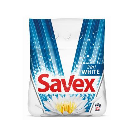Savex 2 in 1 White Прашок за перење 2кг - Paket.mk