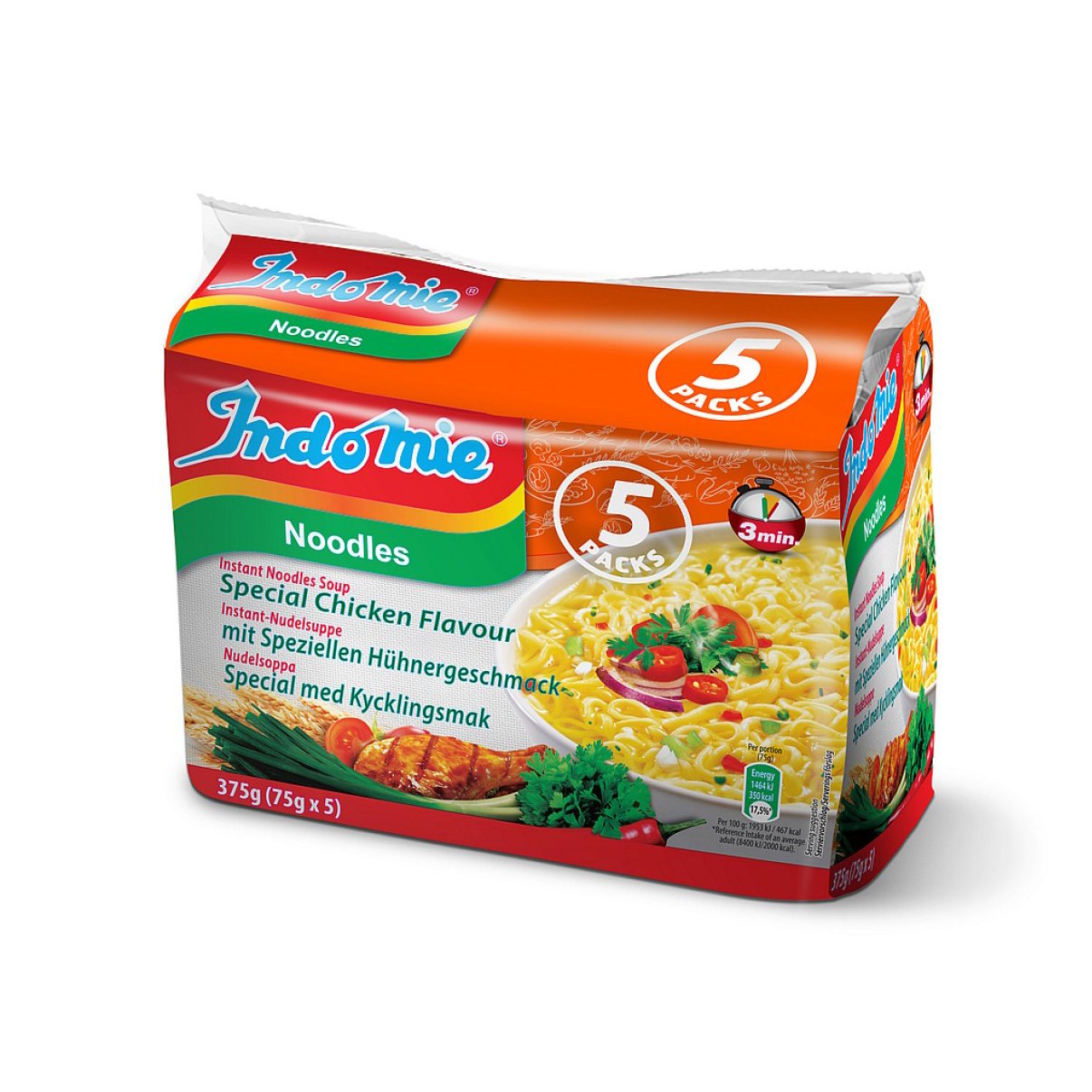 Indomie Нудли со вкус на супер пилешко месо 5x75гр - Paket.mk