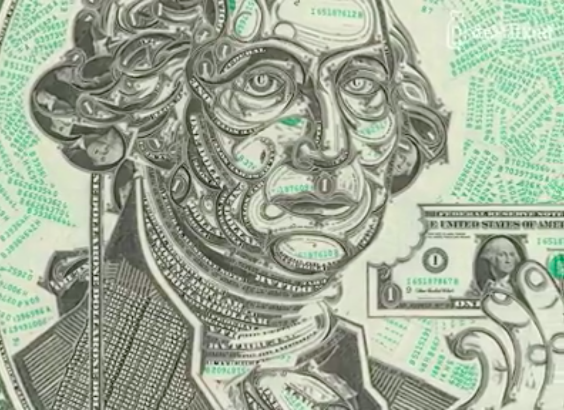 Money Paintings Artist paints with money