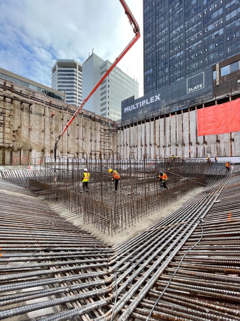 First concrete poured for One Delisle's raft foundation