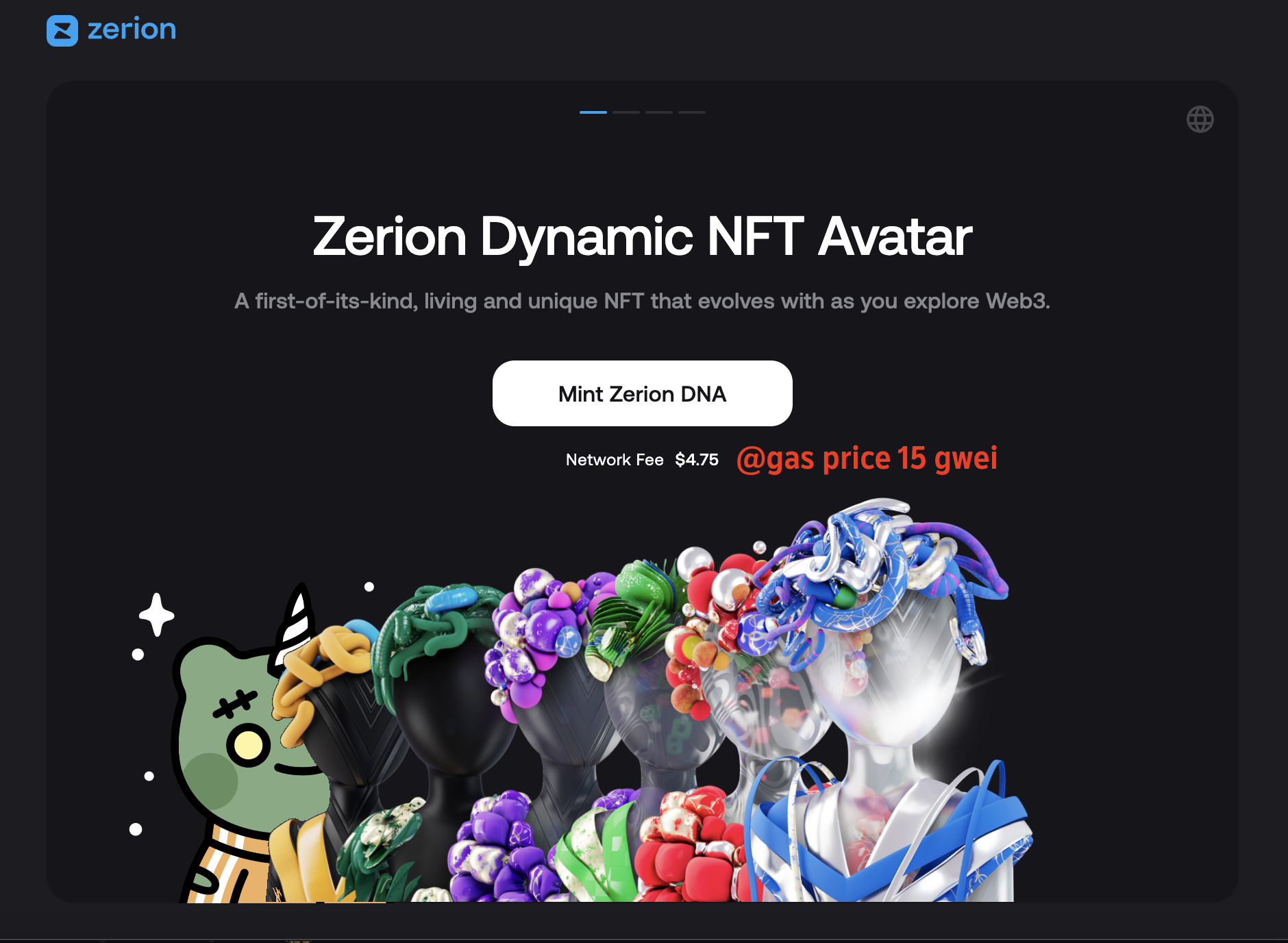 nanobro.eth | Zerion browser extension มีให้เราเปลี่ยน BG ของ DNA NFT นะครับ