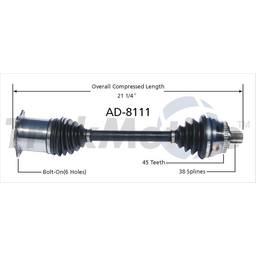 Audi CV Axle Shaft – Front Passenger Side – Aftermarket AD8111 Surtrack ...