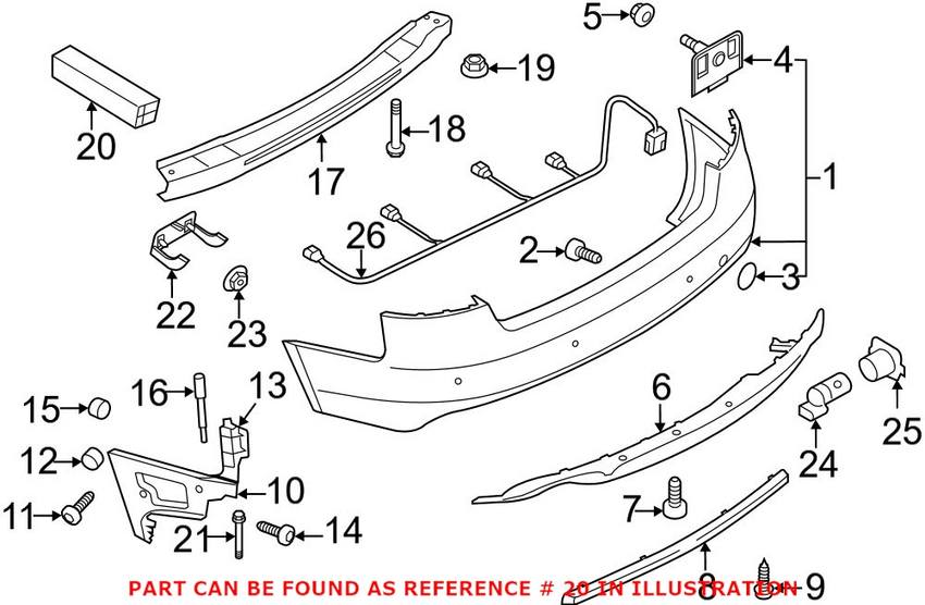 Audi Bumper Mount Bracket – Rear 8K0807331B Genuine VW/Audi 8K0807331B