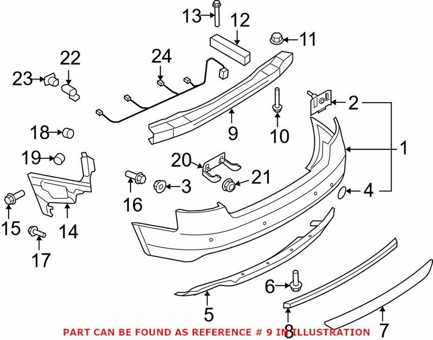 Audi Bumper Bracket – Rear 8T0807313A Genuine VW/Audi 8T0807313A