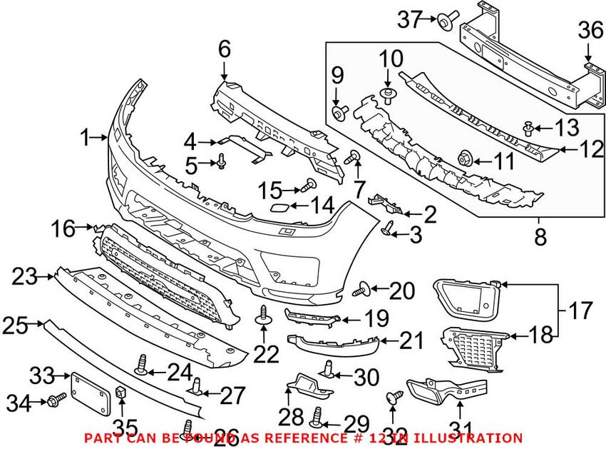 Bumper Cover Support Rail Genuine Land Rover LR117396