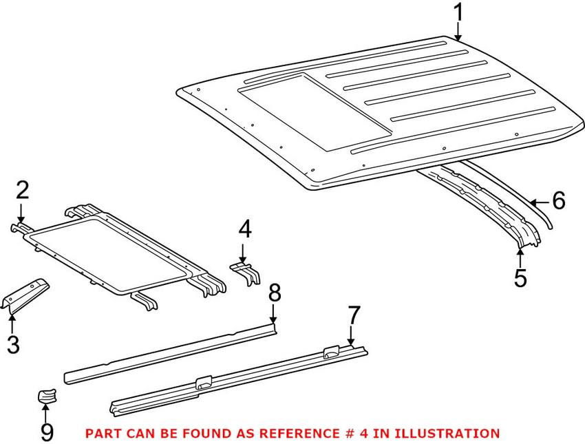 Genuine Mercedes-Benz Sunroof Frame Bracket – Rear 4636500031 Genuine ...