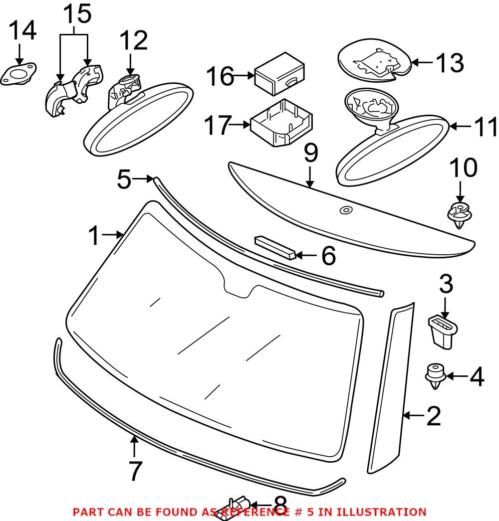 Mini Windshield Seal – Front Upper 51317155304 Genuine Mini 51317155304