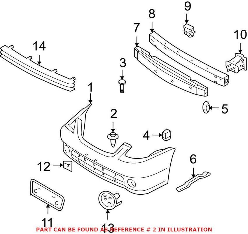 Bumper Cover Retainer Genuine Nissan 11296AG000