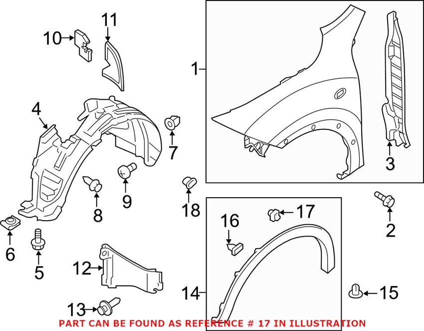 Fender Flare Clip Genuine Nissan 76882JG00A