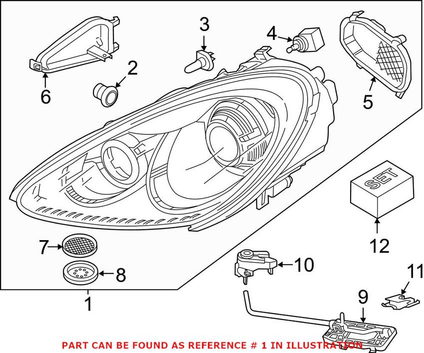 Headlight Assembly – Front Driver Side Genuine Porsche 95863117322