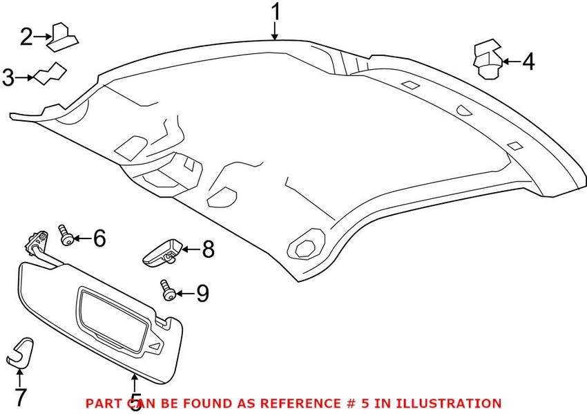 Sun Visor – Driver Side Genuine Porsche 98173103161OF7