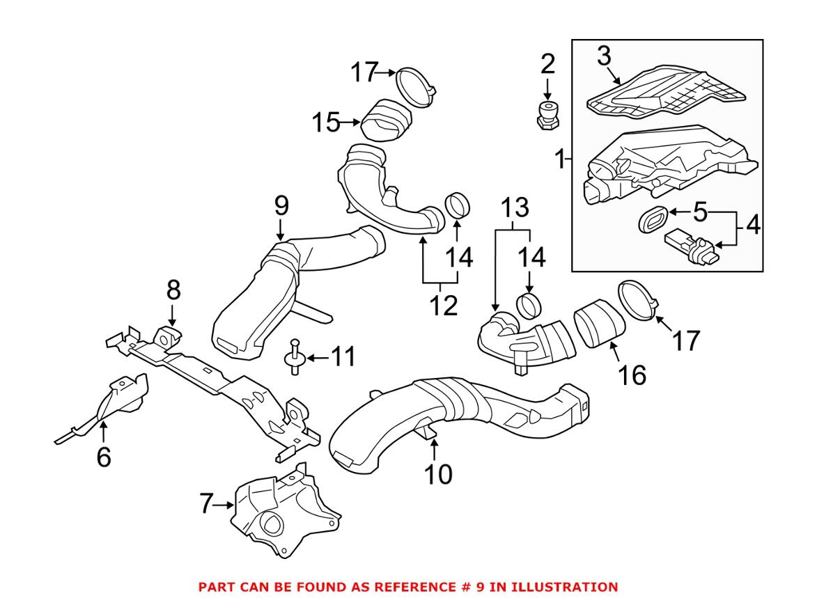 Engine Air Intake Hose – Passenger Right Genuine BMW 13717577446