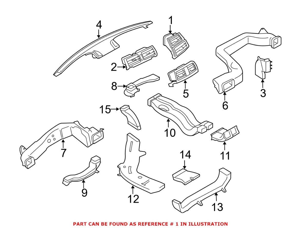 Dashboard Air Vent = Passenger Side Outer Genuine BMW 64229252650