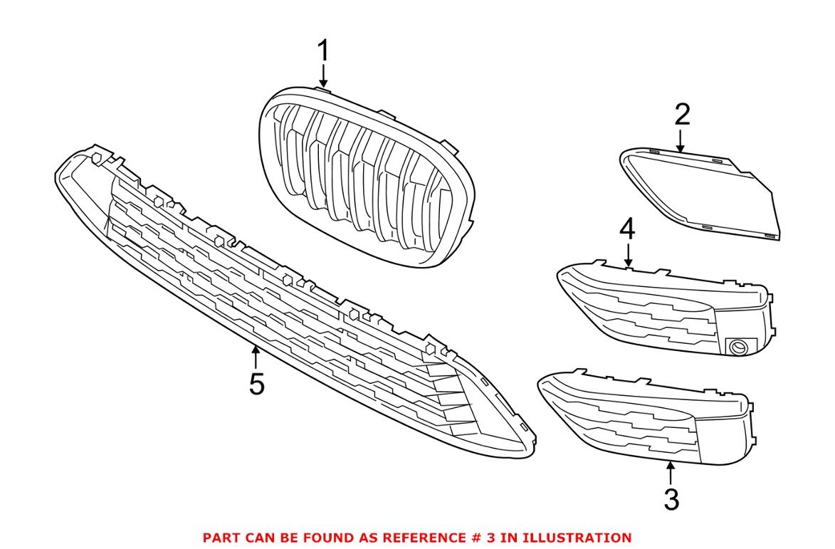 Grille – Front Passenger Side Lower Genuine BMW 51117453982