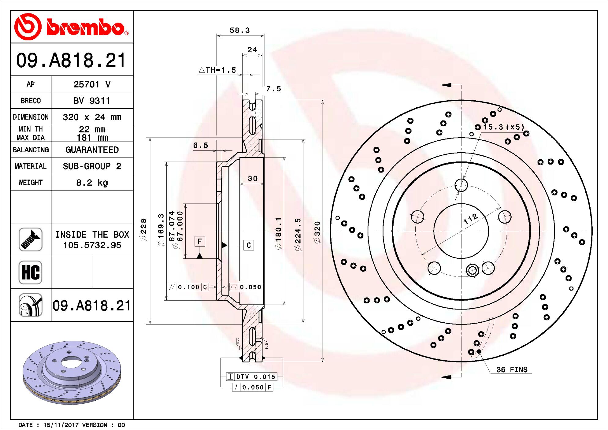 Mercedes Brembo Disc Brake Rotor – Rear (320mm) 2304231512 Brembo 09 ...
