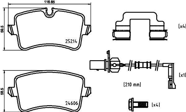Audi Porsche Disc Brake Pad Set – Rear (Low-Met) 4G0698451J – Brembo ...
