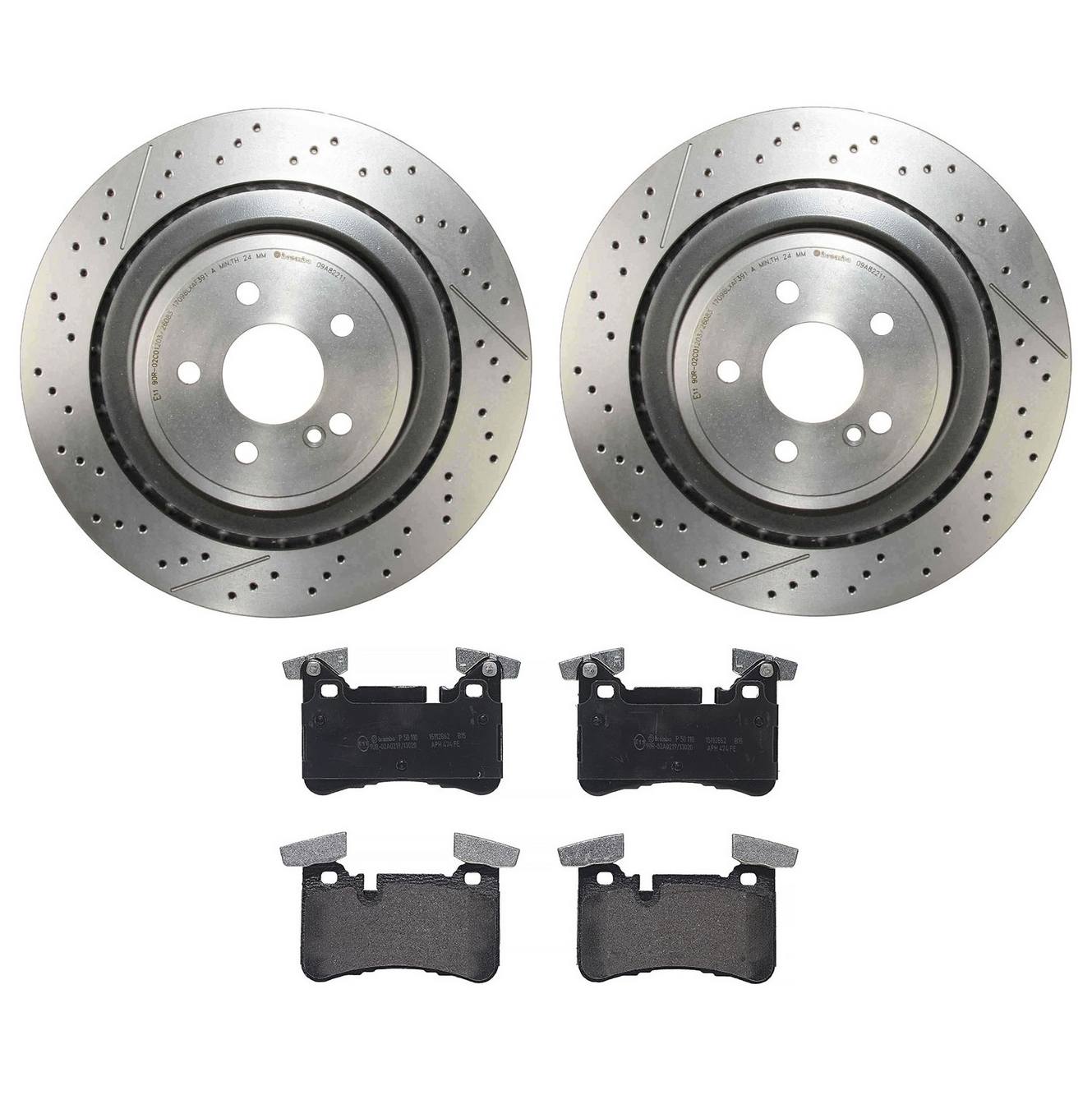 Mercedes Disc Brake Pad and Rotor Kit – Rear (360mm) (Low-Met) Brembo ...