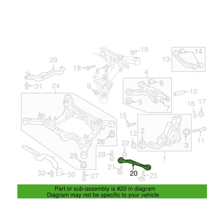 Audi Control Arm – Rear Driver Side Lower Forward 8K0501529N Genuine VW ...