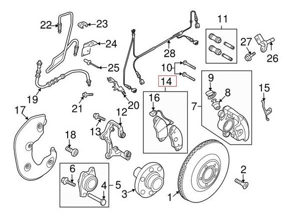 Audi Disc Brake Pad Set – Front 8K0698151J Genuine VW/Audi 8K0698151J