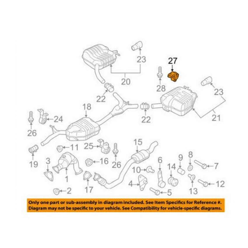 VW Exhaust Hanger – Rear Driver Side (w/ Bushing) 8R0253144B Genuine VW ...