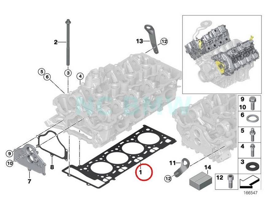 BMW Cylinder Head Gasket (1.05mm) 11127567764 Genuine BMW 11127567764
