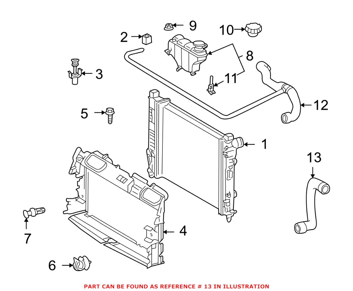 Mercedes Engine Coolant Hose (radiator hose) 2035011182 Genuine ...