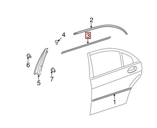 Door Trim – Rear Driver Side (Chrome) Genuine Mercedes-Benz 2216903780