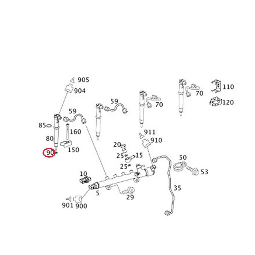 Mercedes Fuel Injector Seal 6110170660 Genuine Mercedes-Benz 6110170660