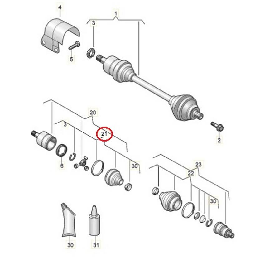 CV Joint Boot Kit – Front Inner Genuine VW/Audi 3Q0498201B