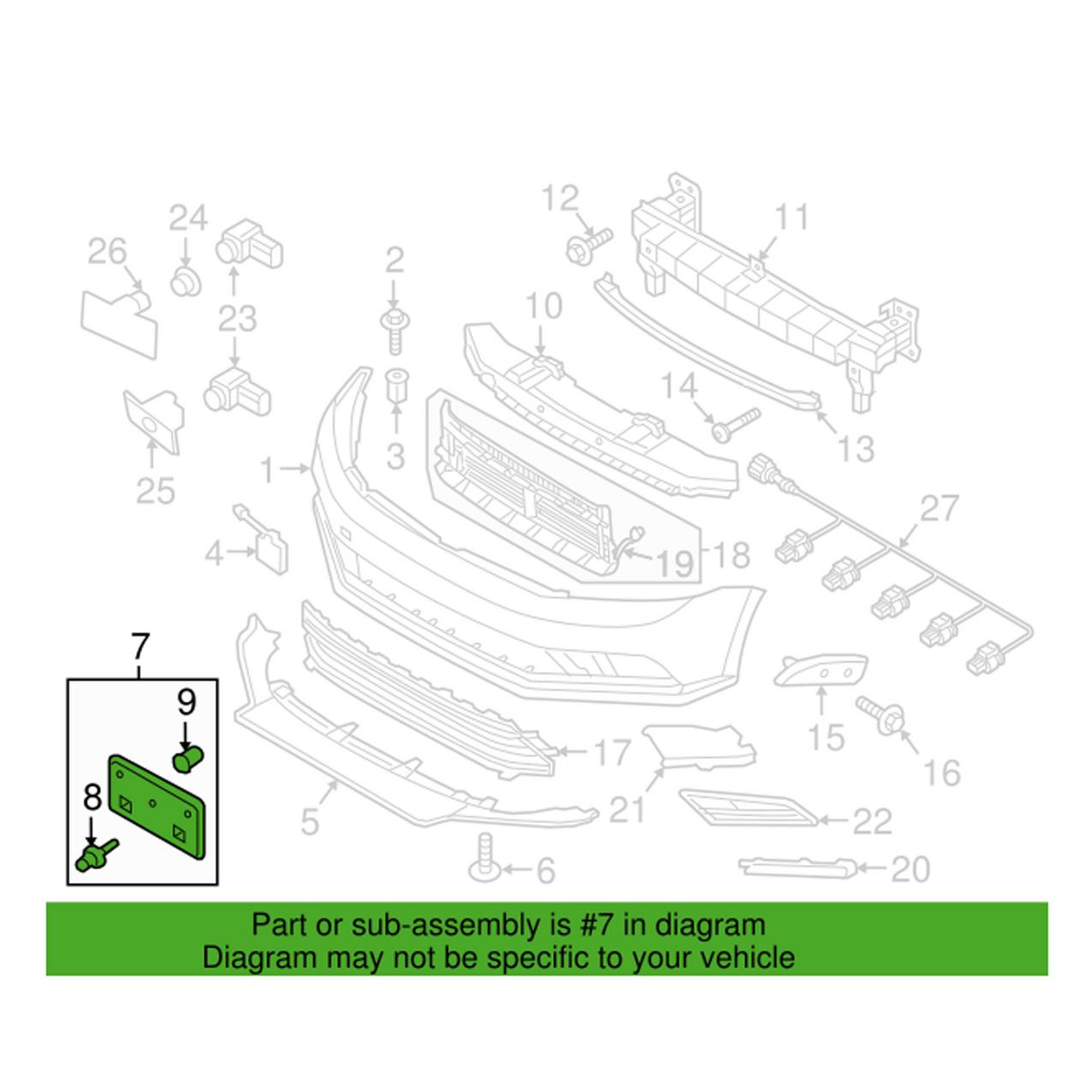 Volkswagen License Plate Bracket – Front 5C6807285E9B9 Genuine VW/Audi ...