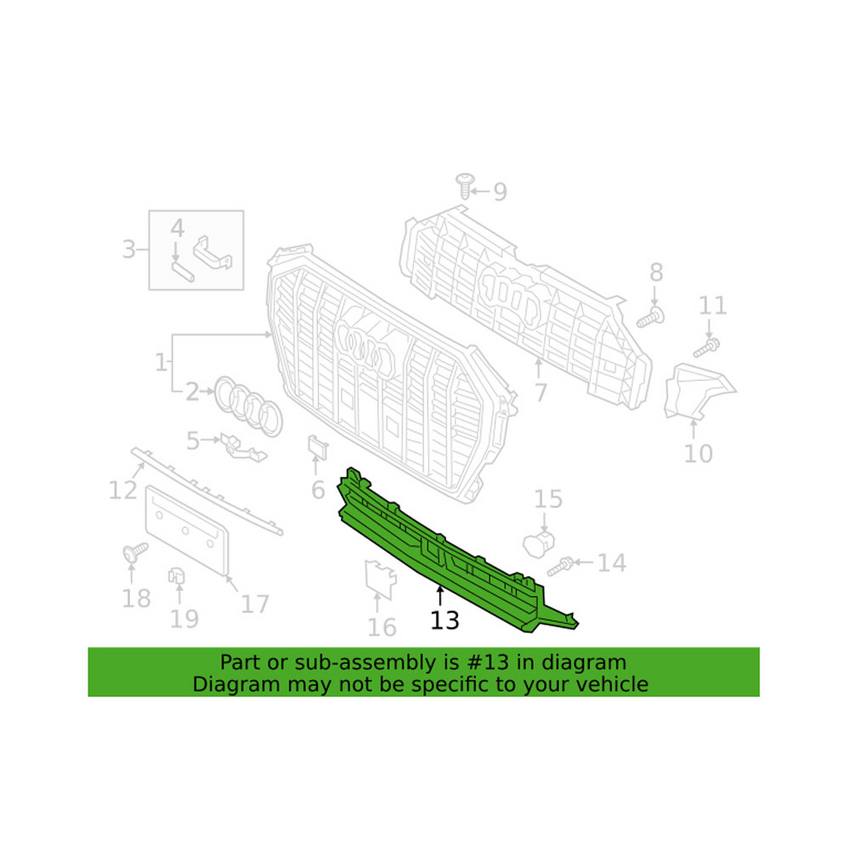 Grille – Front Lower Genuine VW/Audi 83A807683C9B9