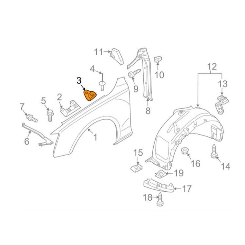Audi Fender Retaining Bracket – Front Center 8R0821469 Genuine VW/Audi ...