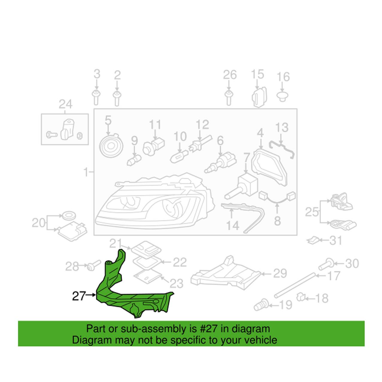 Audi Headlight Bracket – Passenger Side 8T0805608 Genuine VW/Audi 8T0805608