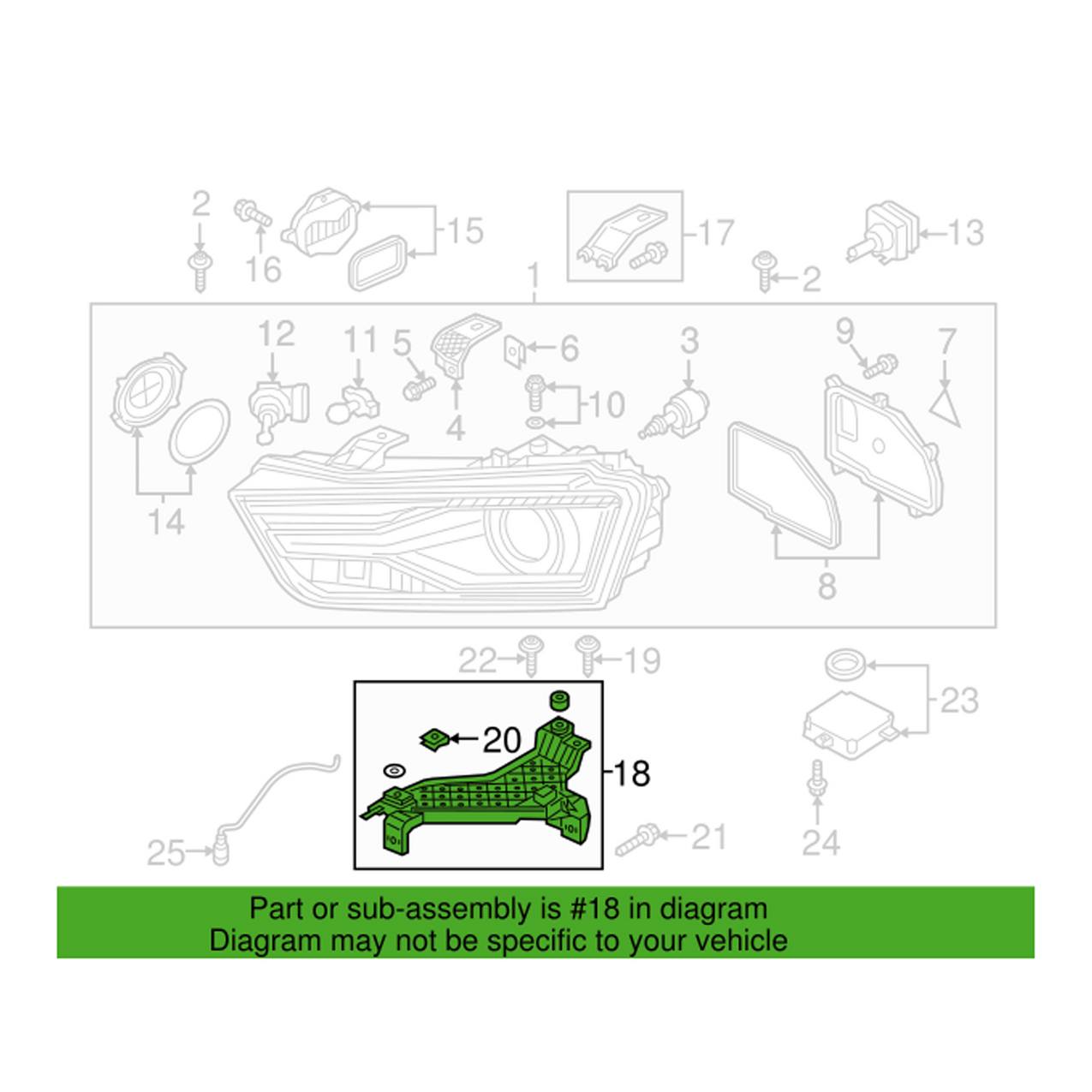 Audi Headlight Bracket – Passenger Side Lower 8U0941454 Genuine VW/Audi ...
