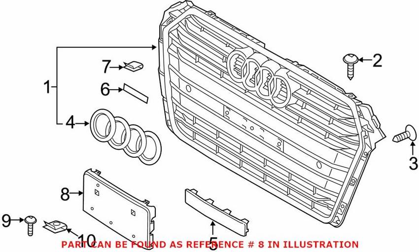 License Plate Bracket – Front Genuine VW/Audi 8W0807285AL9B9
