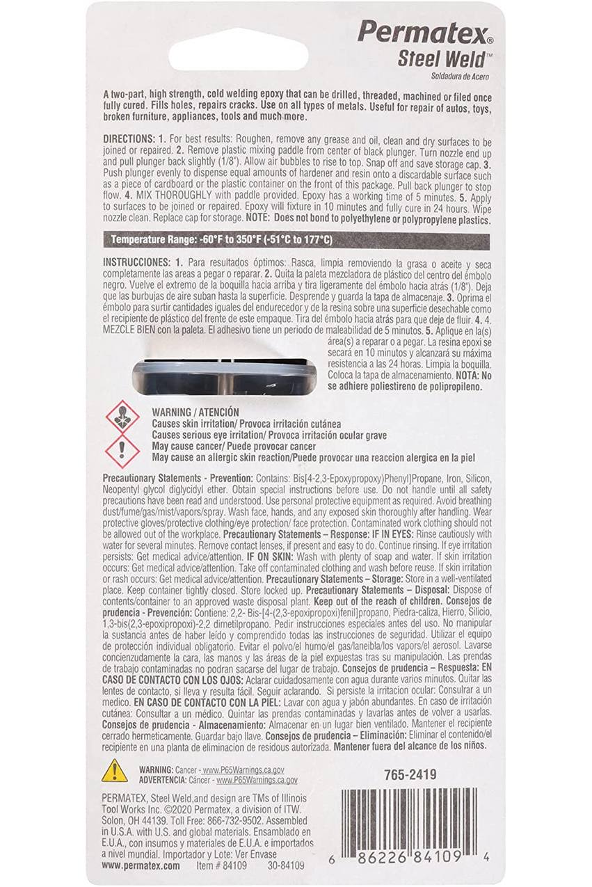 4 Minute Multi-Metal Epoxy (Cream) (Steel Weld) (Grey) (PermaPoxy) (0. ...