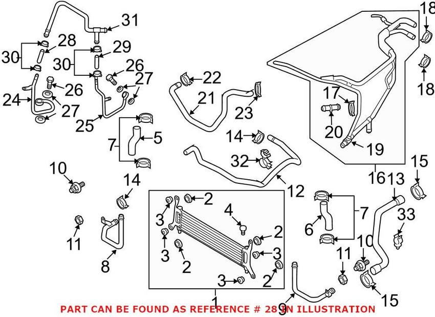 VW Engine Coolant Hose 059121056B Genuine VW/Audi 059121056B