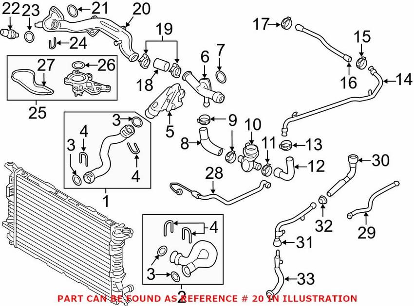 Audi Engine Coolant Pipe Genuine VW/Audi 06E121045BE