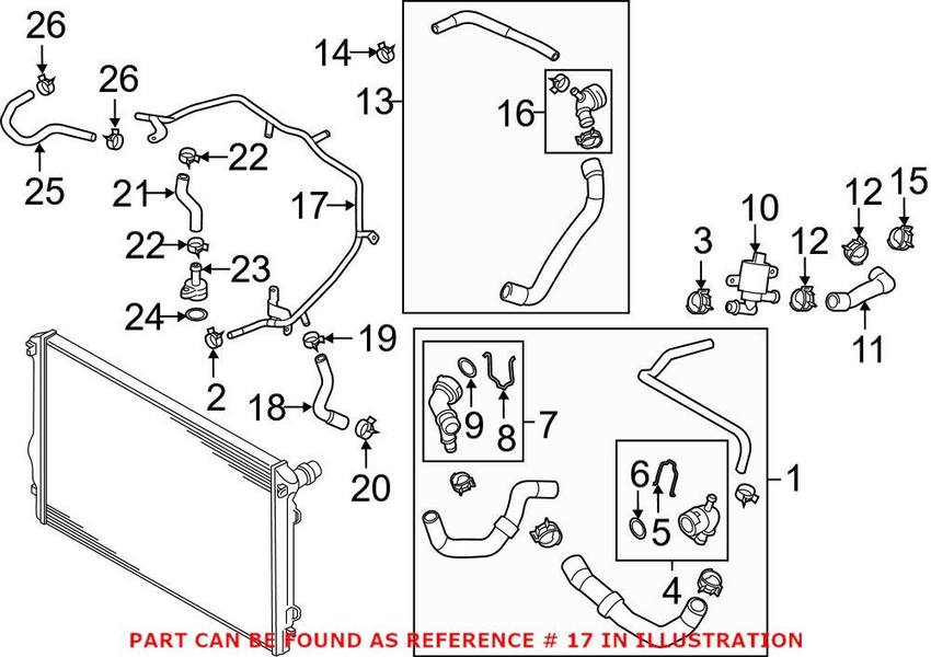 VW Engine Coolant Pipe 06K121075Q Genuine VW/Audi 06K121075BF
