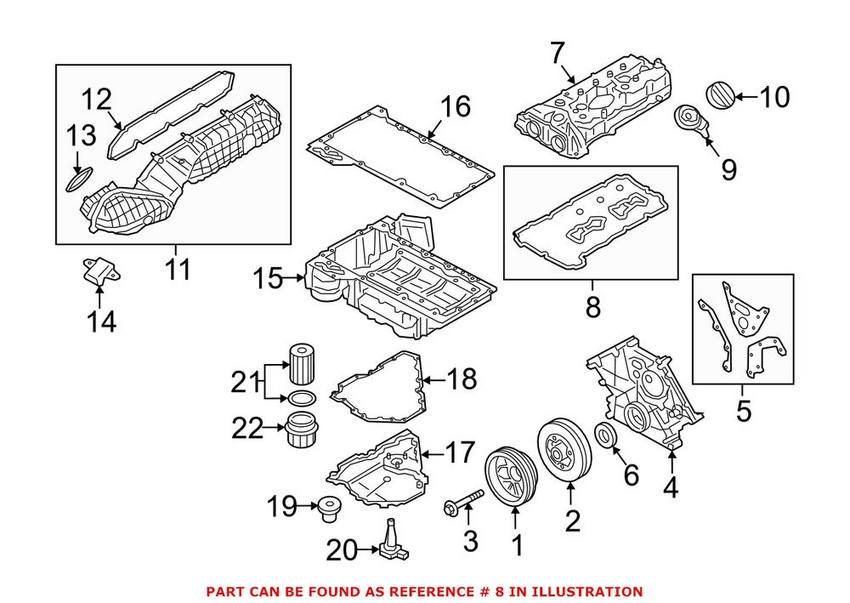 BMW Valve Cover Gasket (Cyl 1-4) 11128636546 Genuine BMW 11128636546