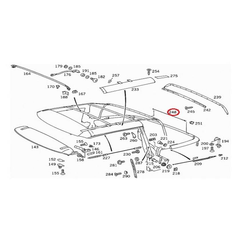 Mercedes Convertible Top Cable – Rear 1297700766 Genuine Mercedes-Benz ...